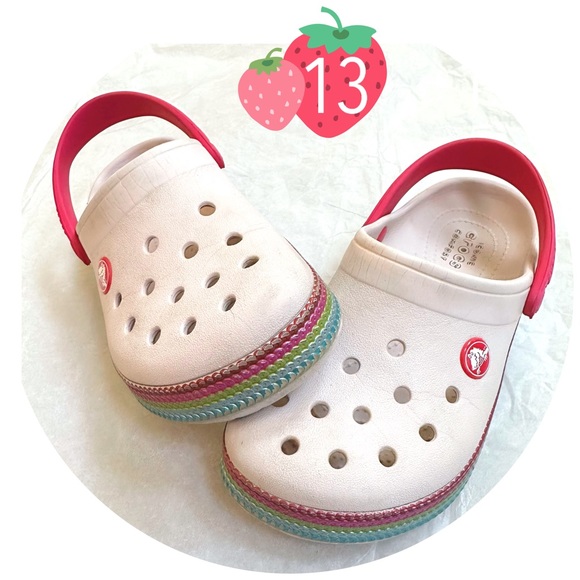 CROCS | Shoes | Kids Rainbow Light Pink Crocs Clog Size 3c | Poshmark